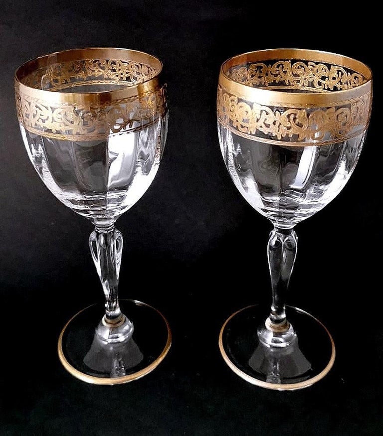 Louis XVI Style Six Blown Italian Water Goblets with Gold Rim For Sale ...