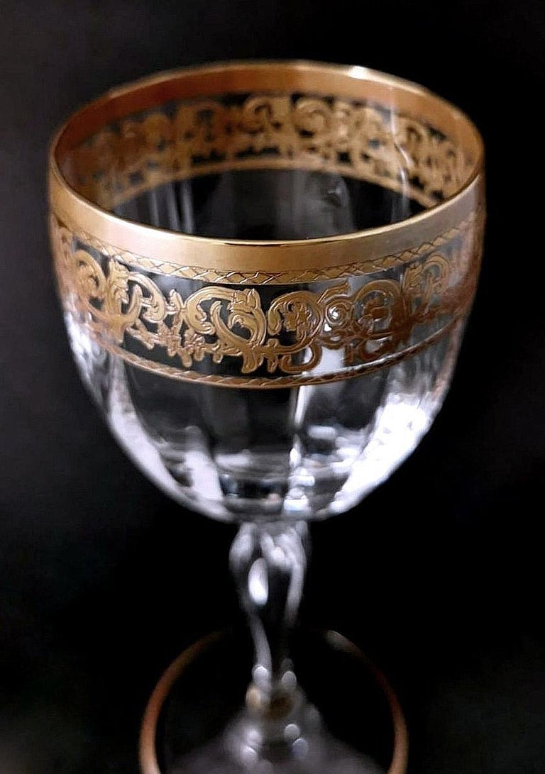 Louis XVI Style Six Blown Italian Water Goblets with Gold Rim For Sale ...