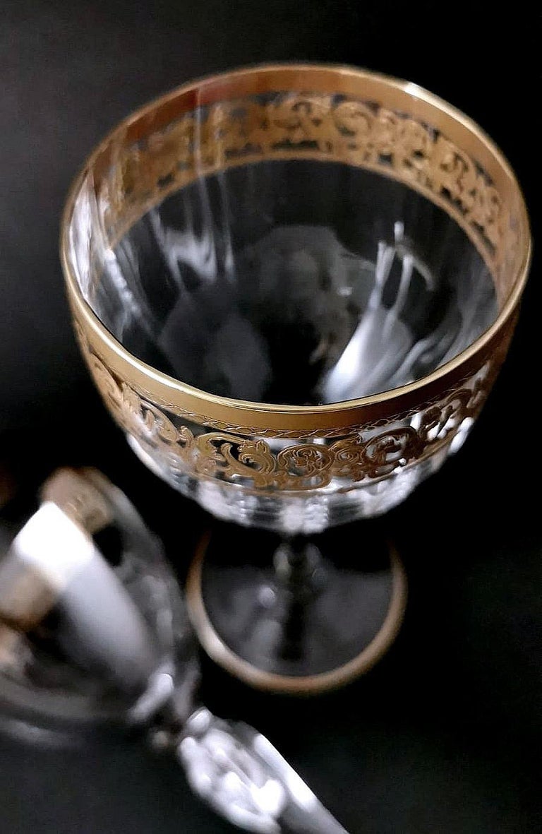 Louis XVI Style Six Blown Italian Water Goblets with Gold Rim For Sale ...