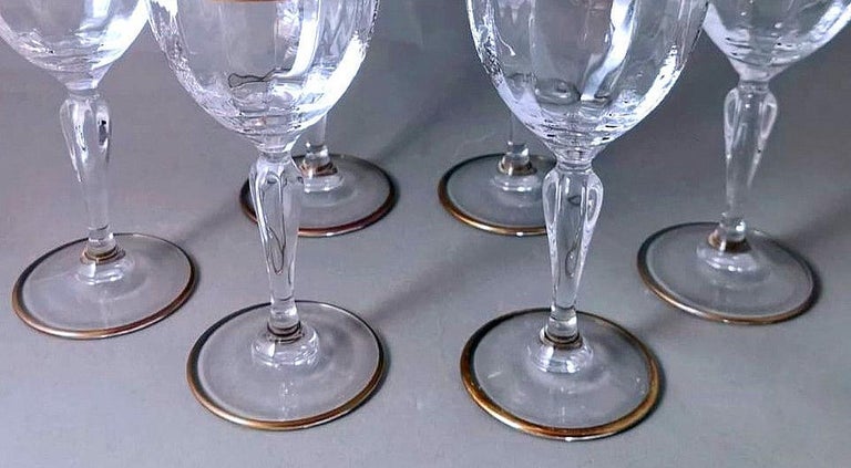 Louis XVI Style Six Blown Italian Water Goblets with Gold Rim For Sale ...
