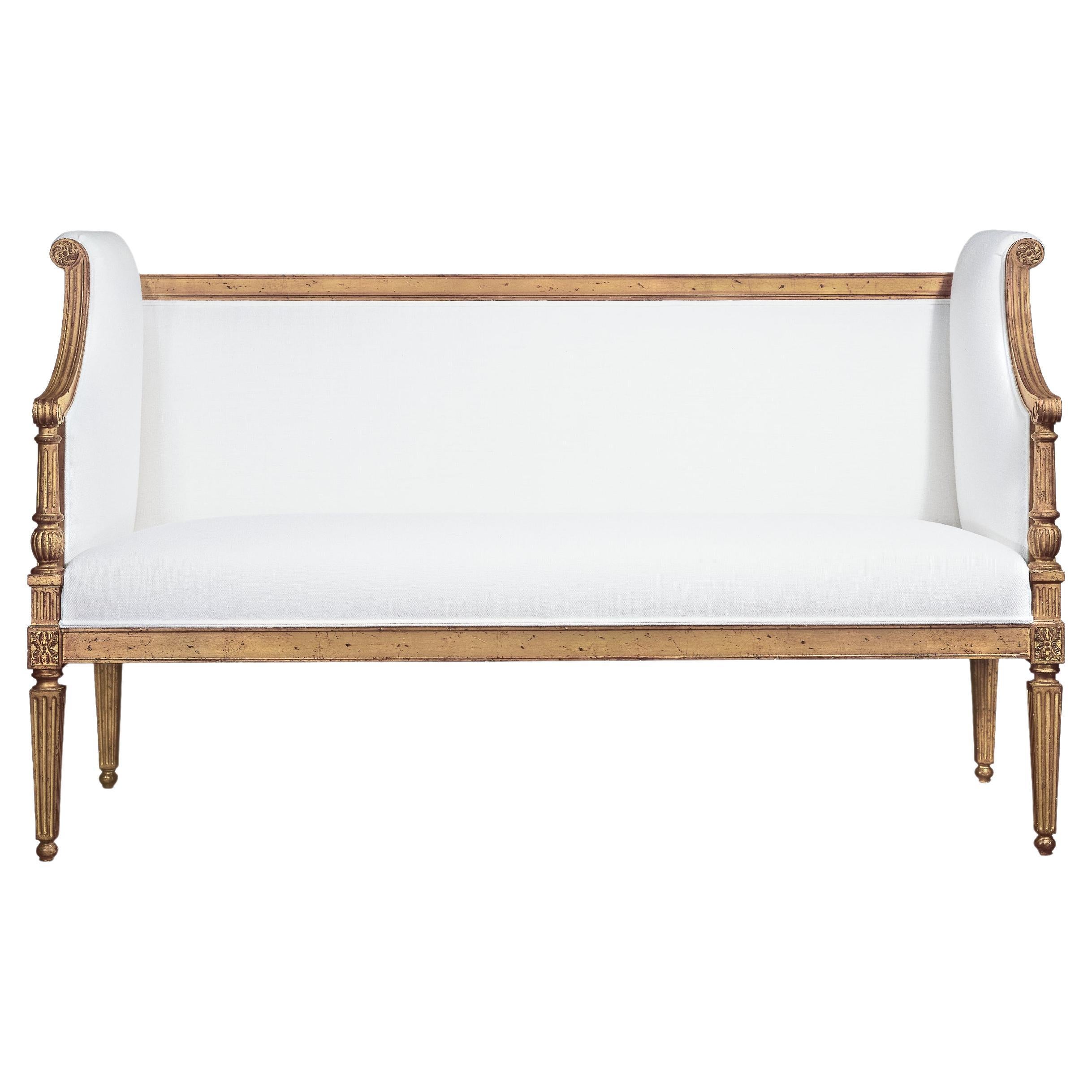 Louis XVI style St. Etienne Bench with a great carving work and fluted ...