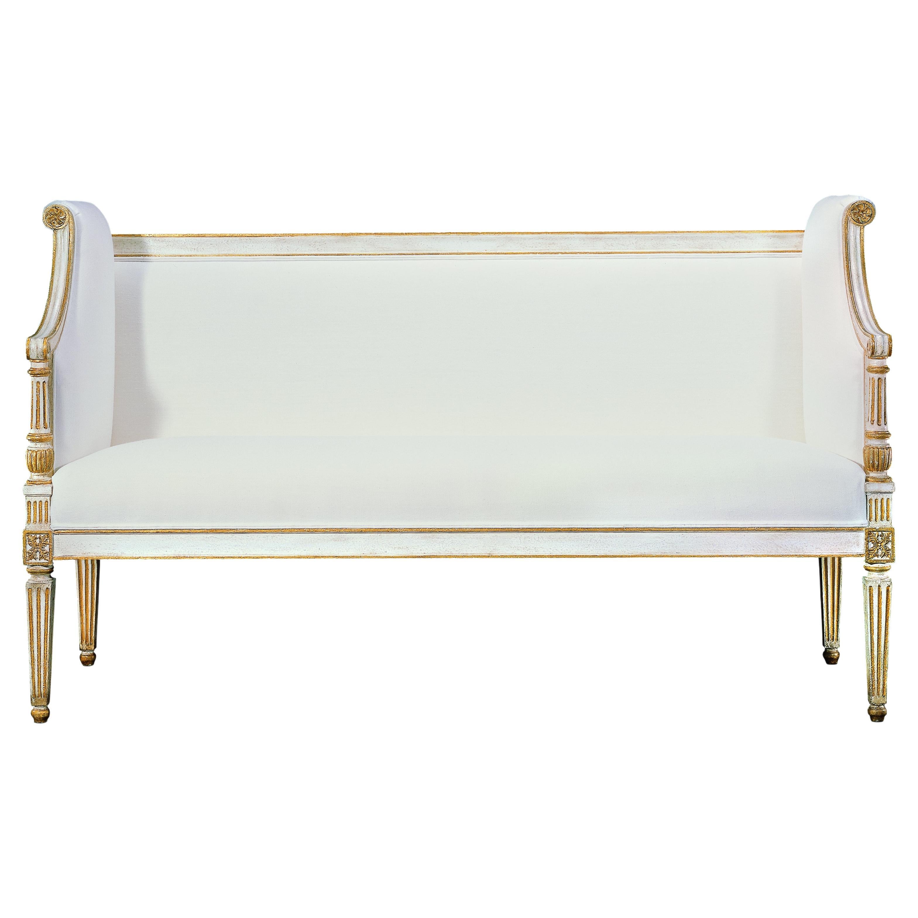 Louis XVI style St. Etienne Bench with a great carving work and fluted ...