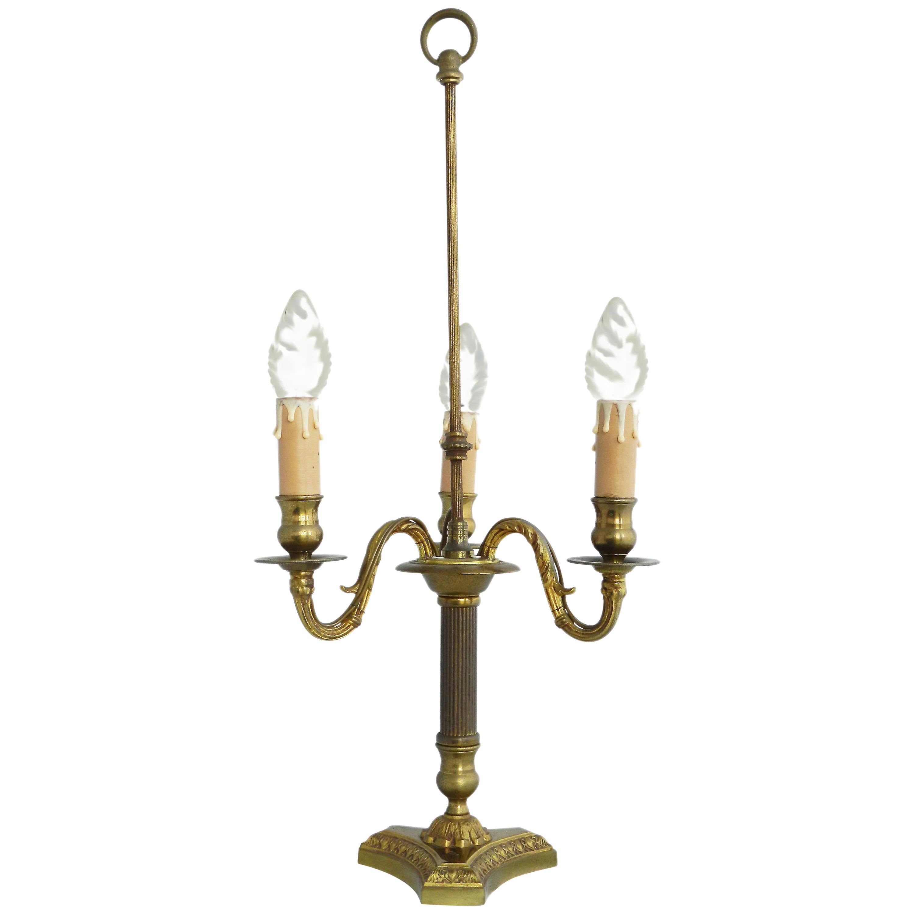 Louis XVI Style Brass Mounted Mahogany Bouillotte Lamp, 20th Century ...