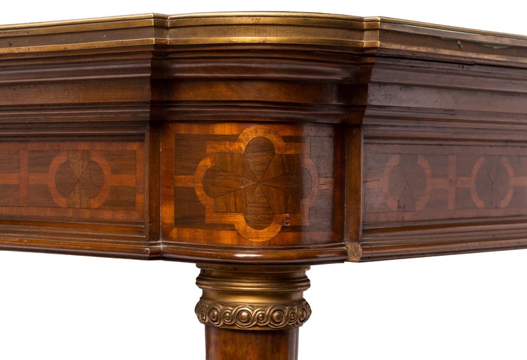Louis XVI Style Table with Geometric Wood Marquetry and Brass Detailing ...