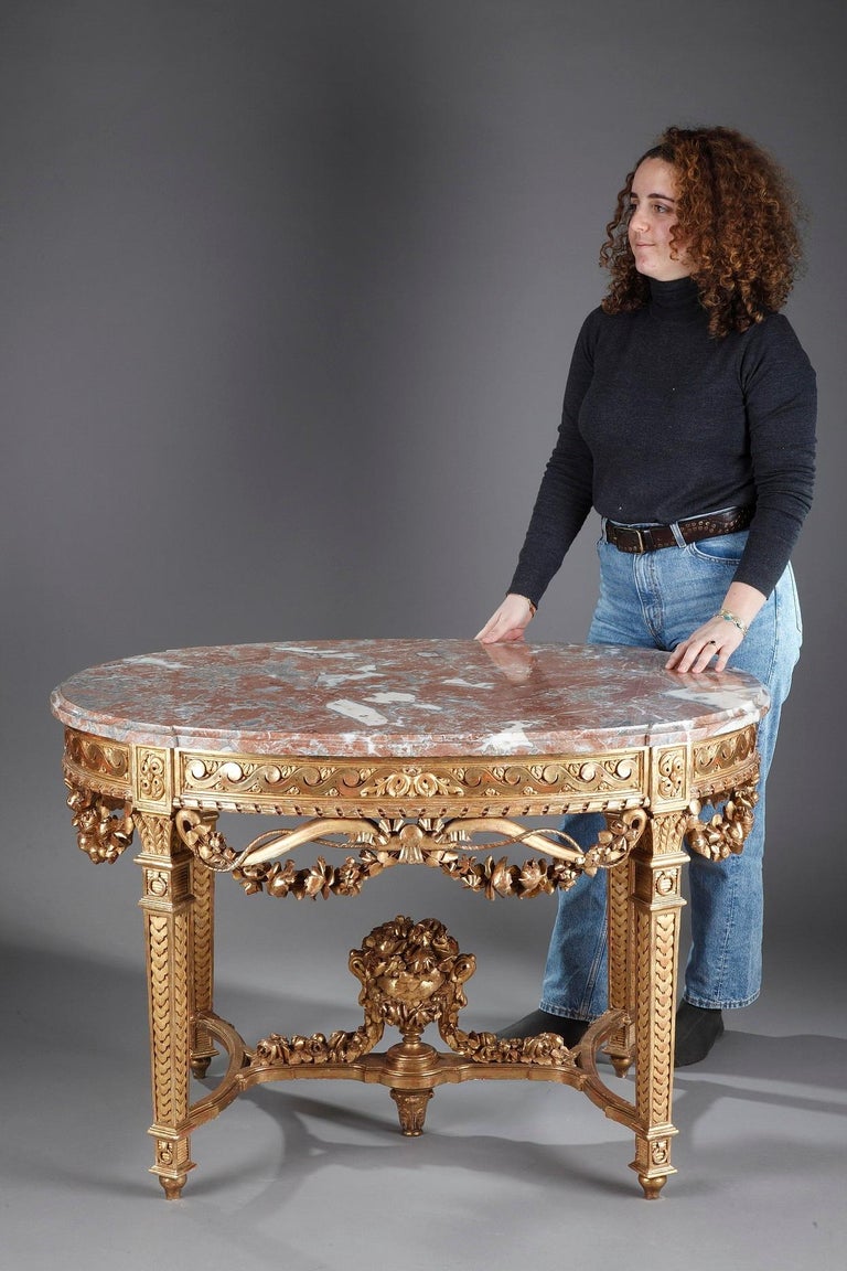 Louis XVI-Style Wood and Giltwood Table at 1stDibs