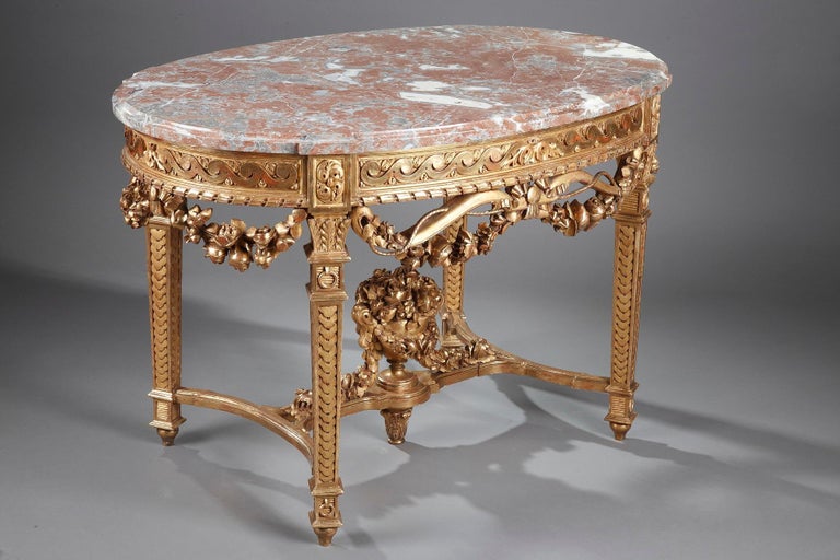 Louis XVI-Style Wood and Giltwood Table at 1stDibs