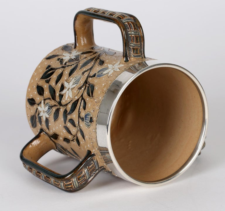 Louisa Davis for Doulton Lambeth Silver mounted Floral Pattern Tyg at ...