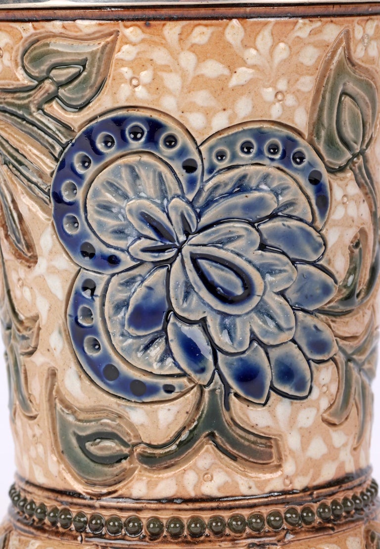 Louisa J Davis Doulton Lambeth Aesthetic Movement Floral Beaker Vase ...