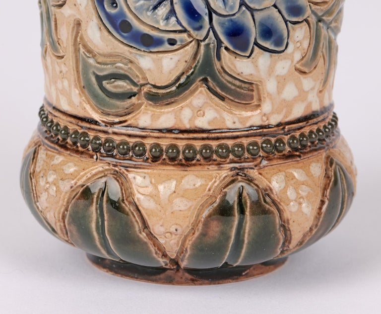 Louisa J Davis Doulton Lambeth Aesthetic Movement Floral Beaker Vase ...