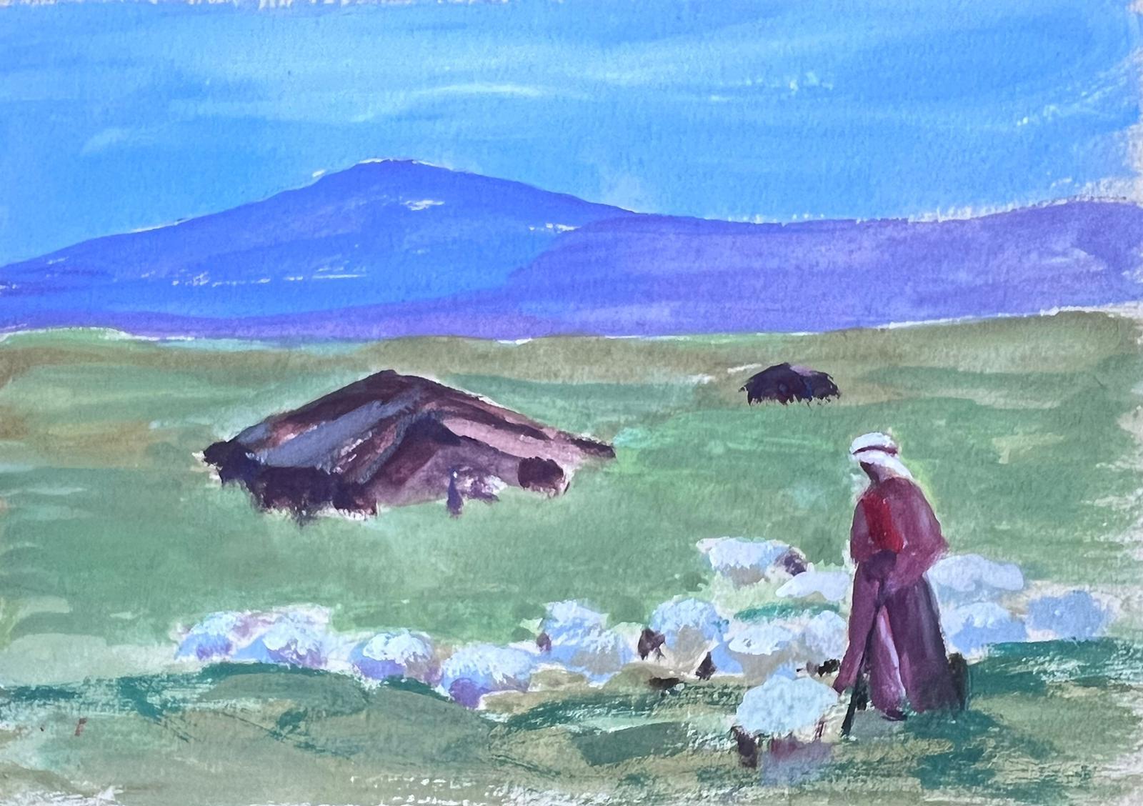 Louise Alix - 1930's French Impressionist Gouache Shepard and His Flock ...