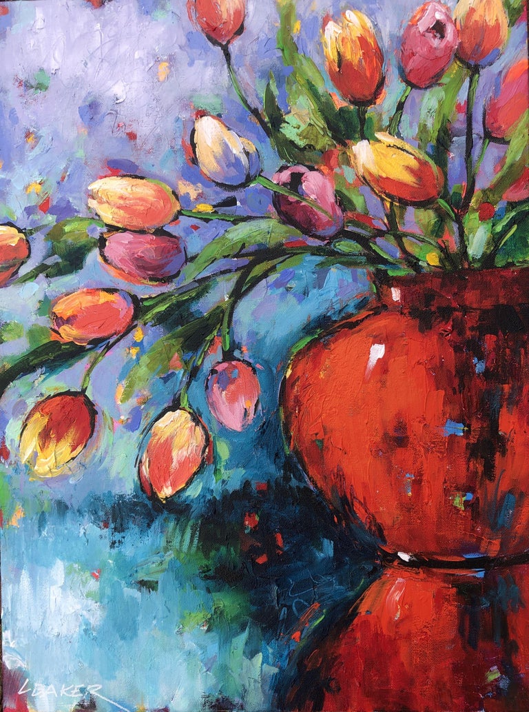 Louise Baker - The Red Vase, Painting, Acrylic on Canvas For Sale at ...