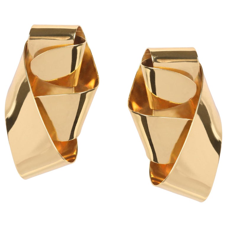 Louise Olsen 24 Karat Gold Plate Medium Wrap Earrings For Sale at 1stDibs