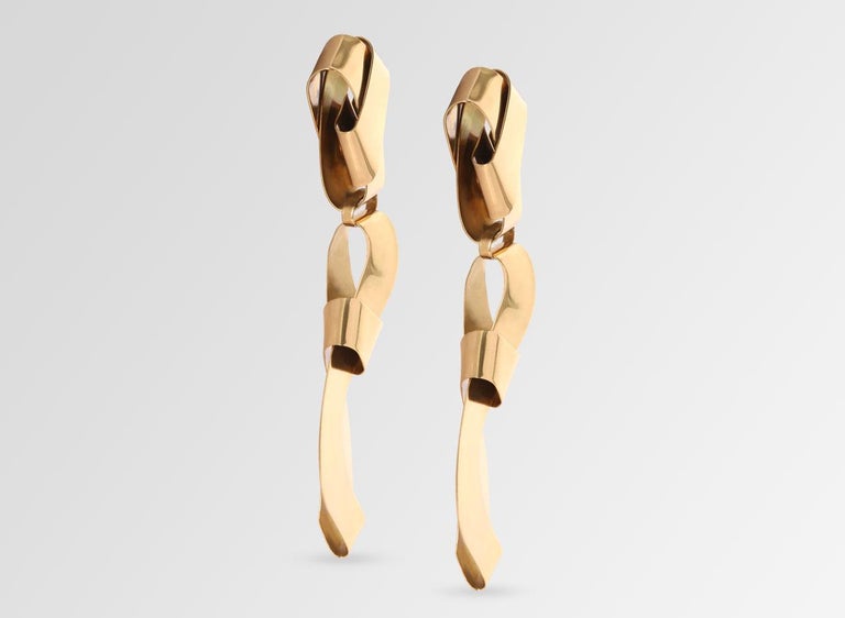 Louise Olsen 24 Karat Gold Plate Large Wrap Earrings For Sale at 1stDibs