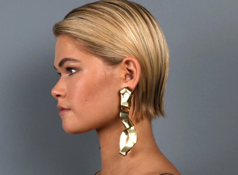 Louise Olsen 24 Karat Gold Plate Large Wrap Earrings For Sale at 1stDibs