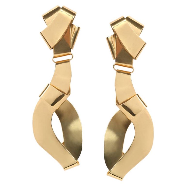 Louise Olsen 24 Karat Gold Plate Large Wrap Earrings For Sale at 1stDibs