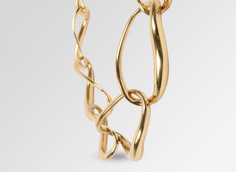 Louise Olsen 24 Karat Gold Plate Liquid Chain Choker Necklace For Sale at 1stDibs