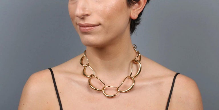 Louise Olsen 24 Karat Gold Plate Liquid Chain Choker Necklace For Sale at 1stDibs