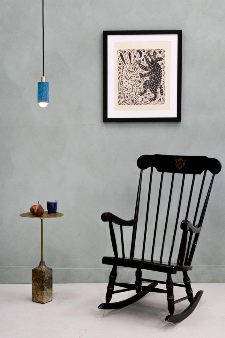 Louise Pendant Light with in Prussian Blue with Satin Brass Details For ...