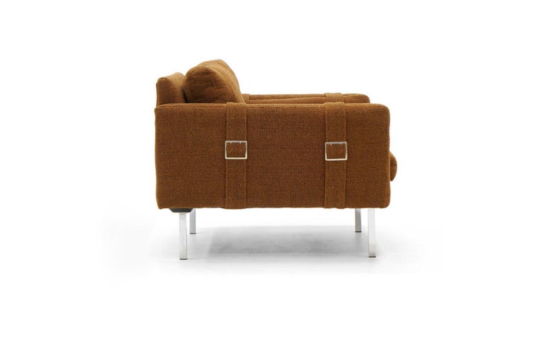 Lounge Chair by Milo Baughman, Original Rust Color Fabric with Belt ...