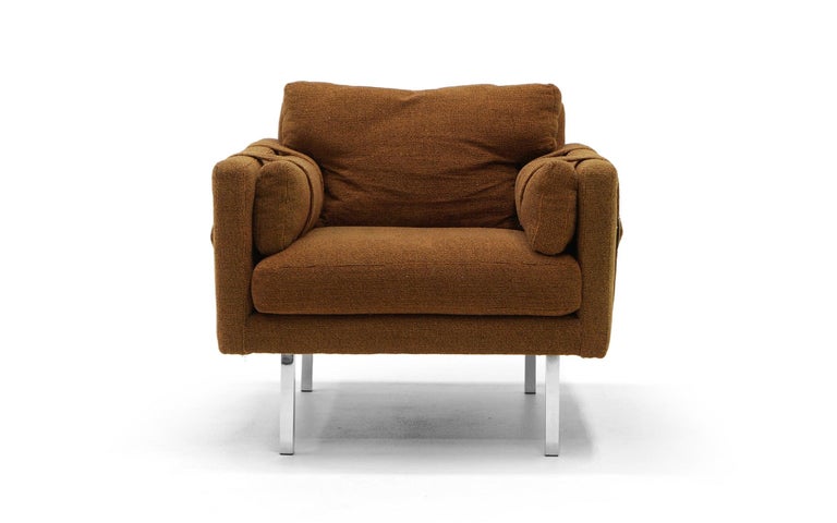 Lounge Chair by Milo Baughman, Original Rust Color Fabric with Belt ...