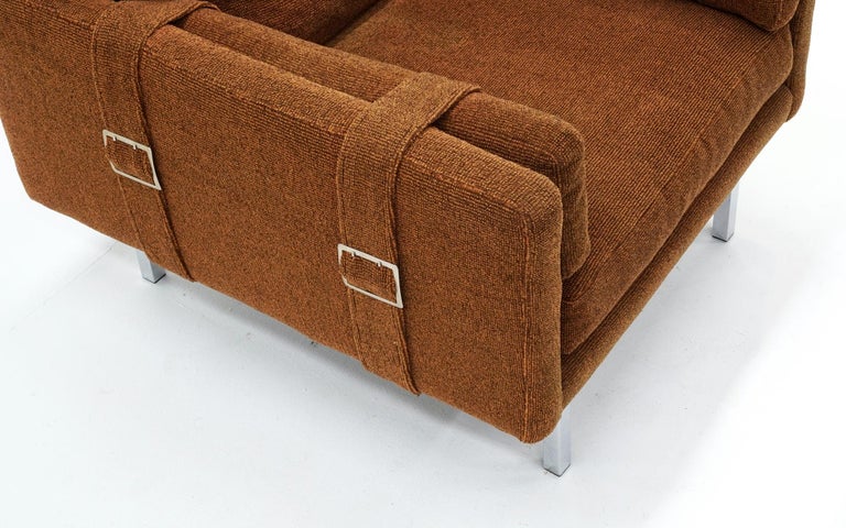Lounge Chair by Milo Baughman, Original Rust Color Fabric with Belt ...