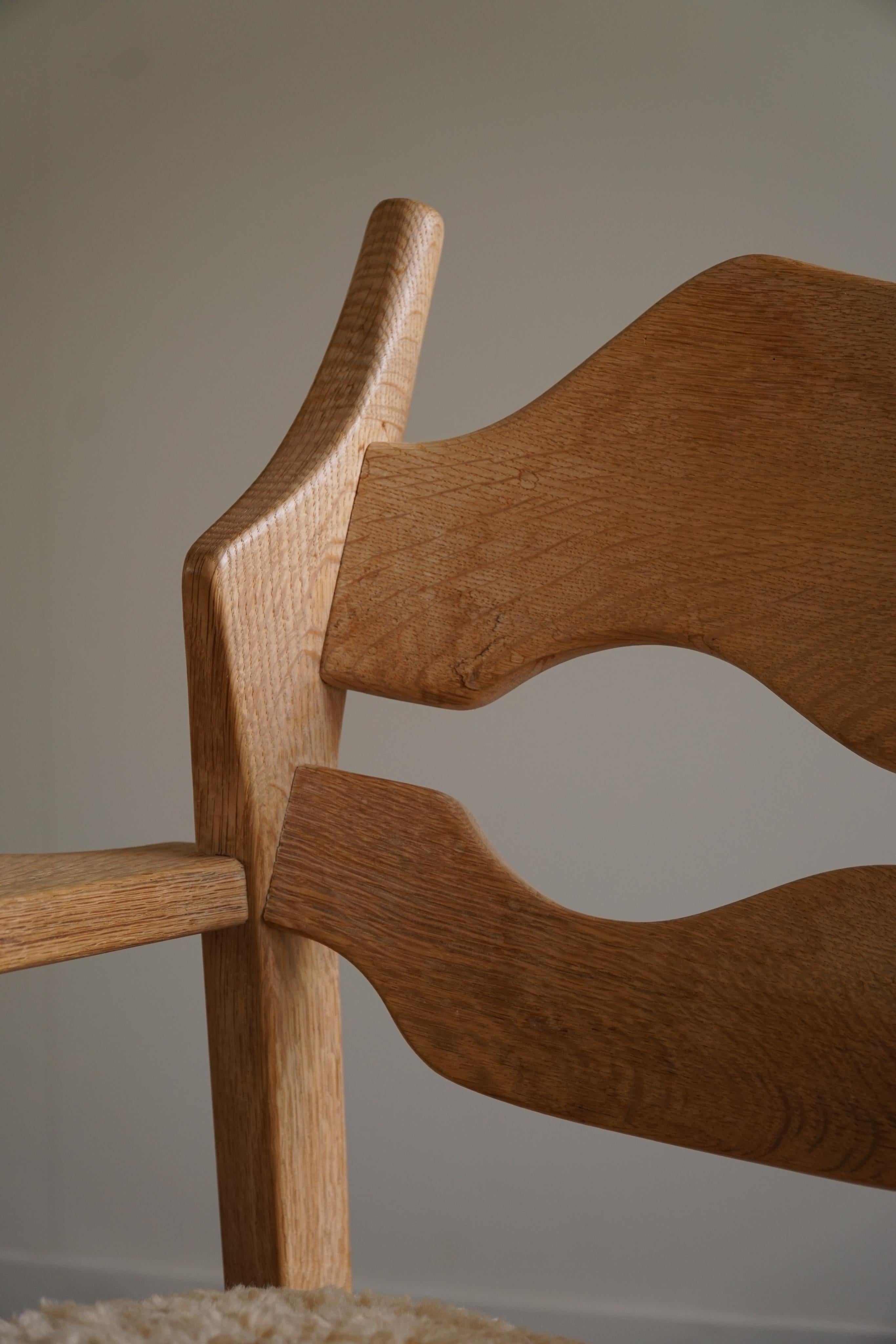 Lounge Chair in Oak and Lambswool, Henning Kjærnulf, "Razorblade ...