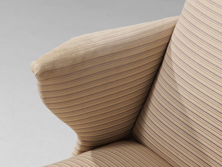 Lounge Chair in Off-White Striped Upholstery and Steel For Sale at 1stDibs