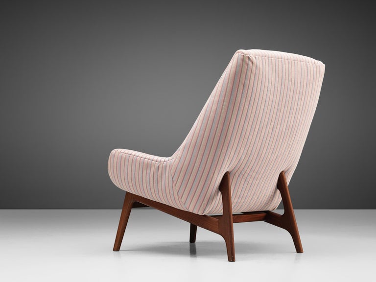 Lounge Chair in Pink Striped Upholstery For Sale at 1stDibs | pink ...