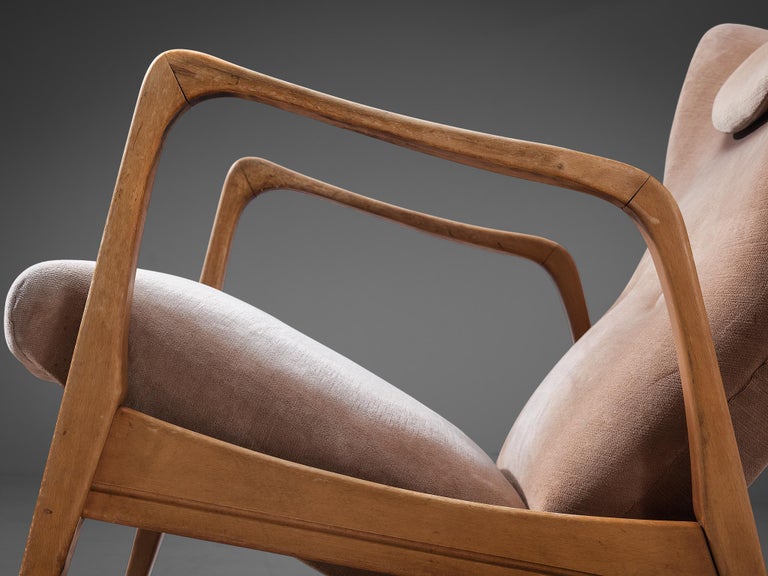 Lounge Chair in Soft Beige Velvet Upholstery at 1stDibs | dainelli studio