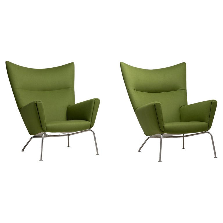 Lounge Chairs by Hans Wegner in Brushed Merino Wool, Denmark circa 1960 ...