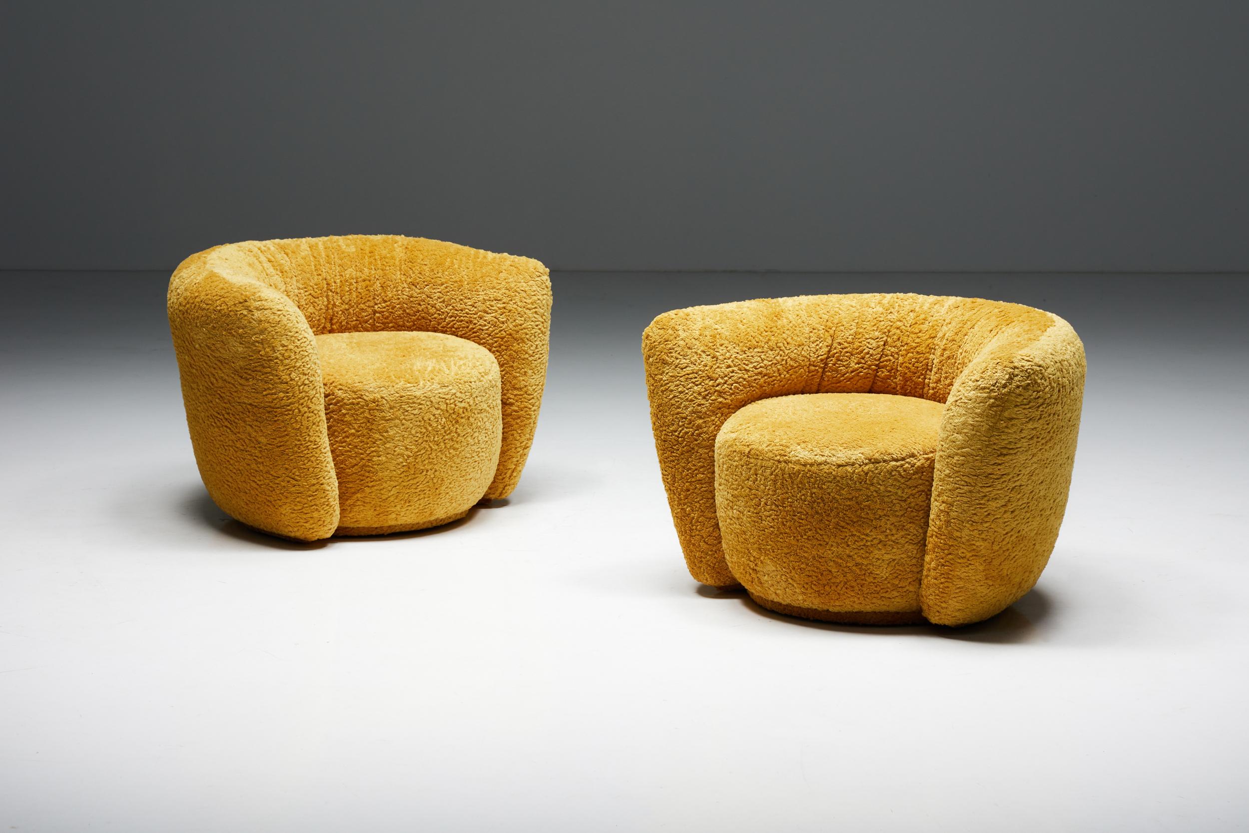 Lounge Chairs in Fendi Bouclé Wool, Italy, 1970s For Sale at 1stDibs