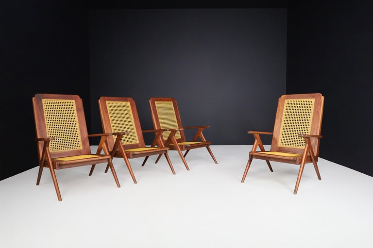 Lounge Chairs with Mahogany structure and Webbing, France 1950s For ...