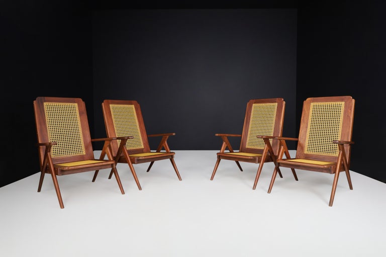 Lounge Chairs with Mahogany structure and Webbing, France 1950s For ...
