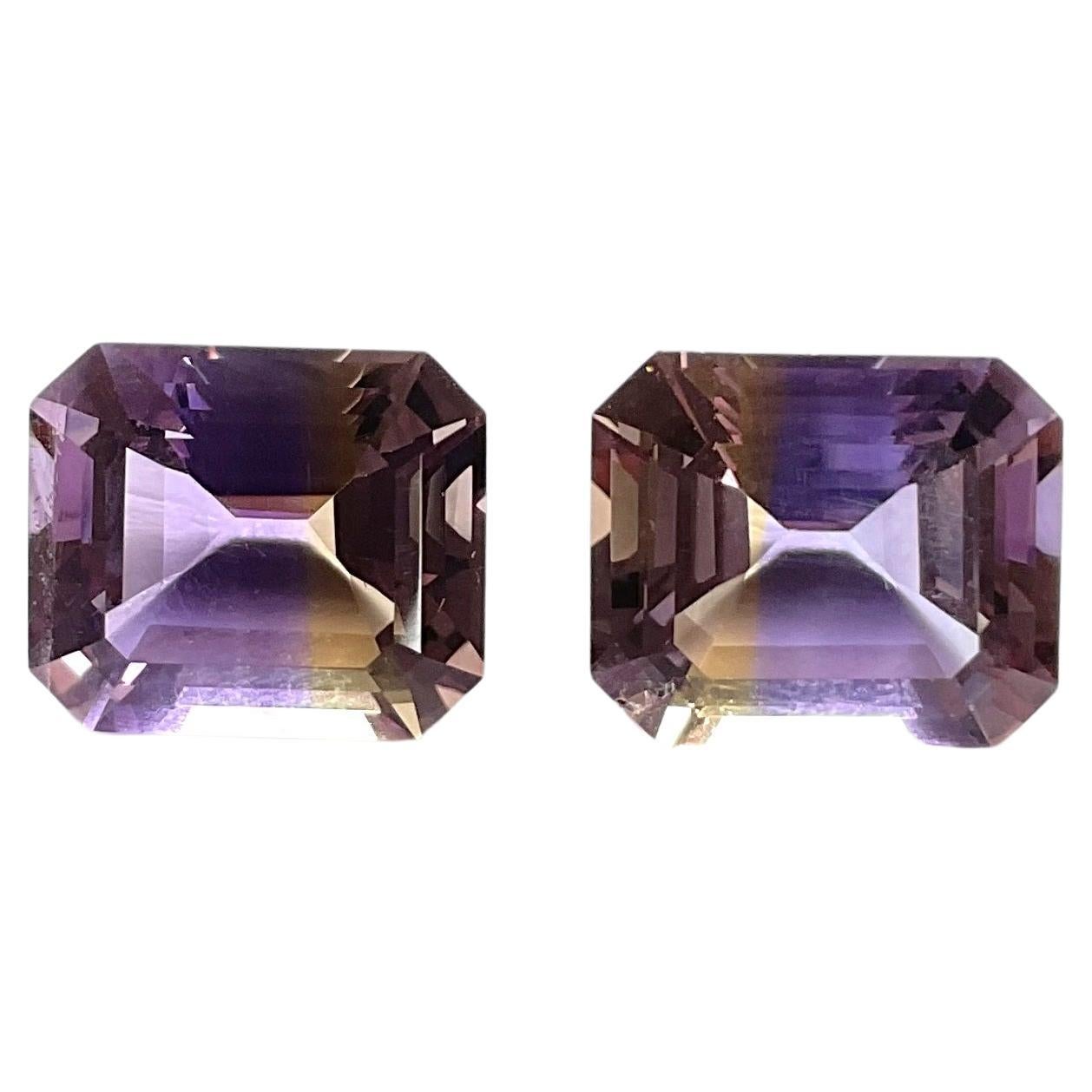 Loupe clean 19.55 Ametrine Octagon Faceted Pair For Jewelry Natural ...