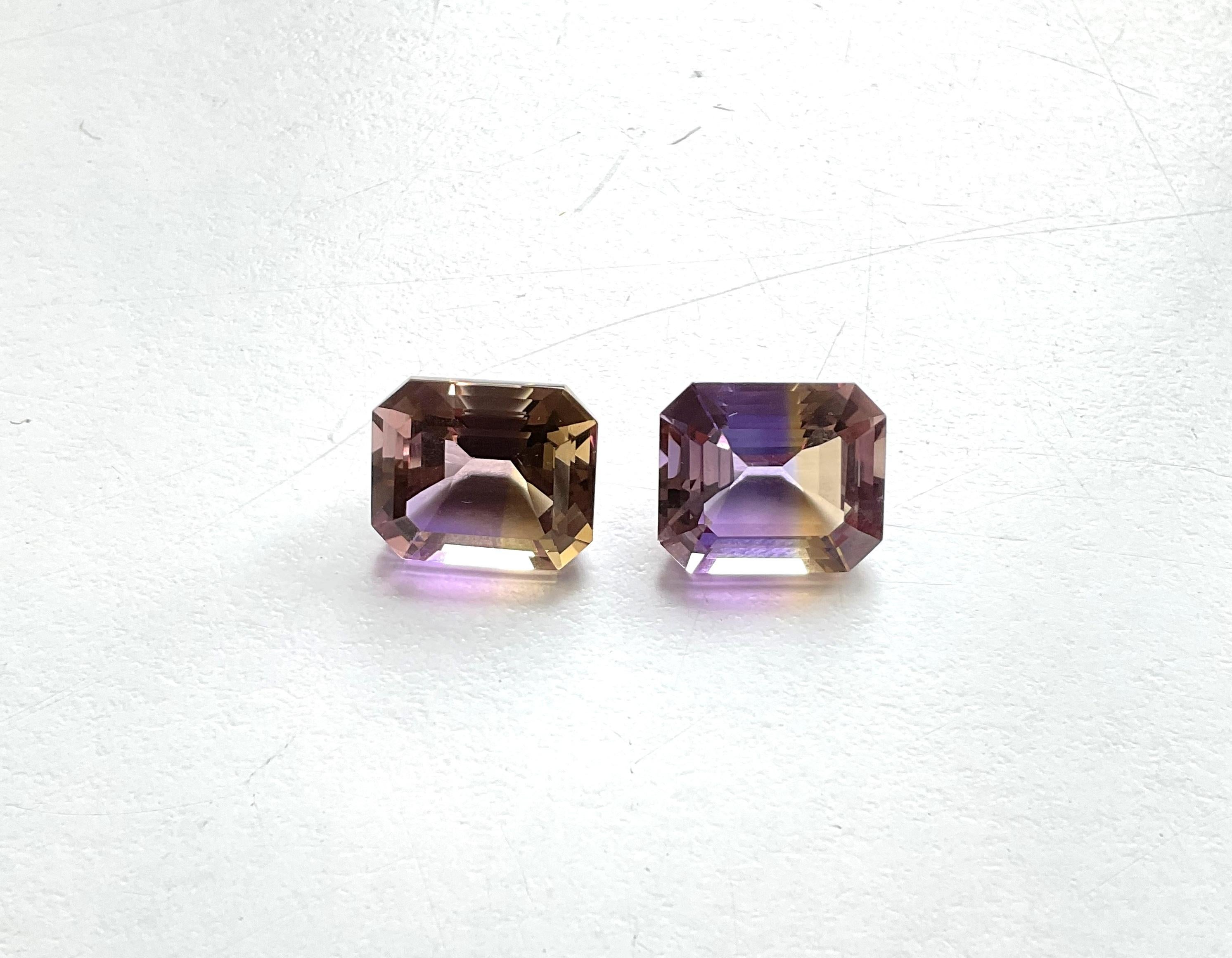 Loupe clean 19.60 Ametrine Octagon Faceted Pair For Jewelry Natural ...