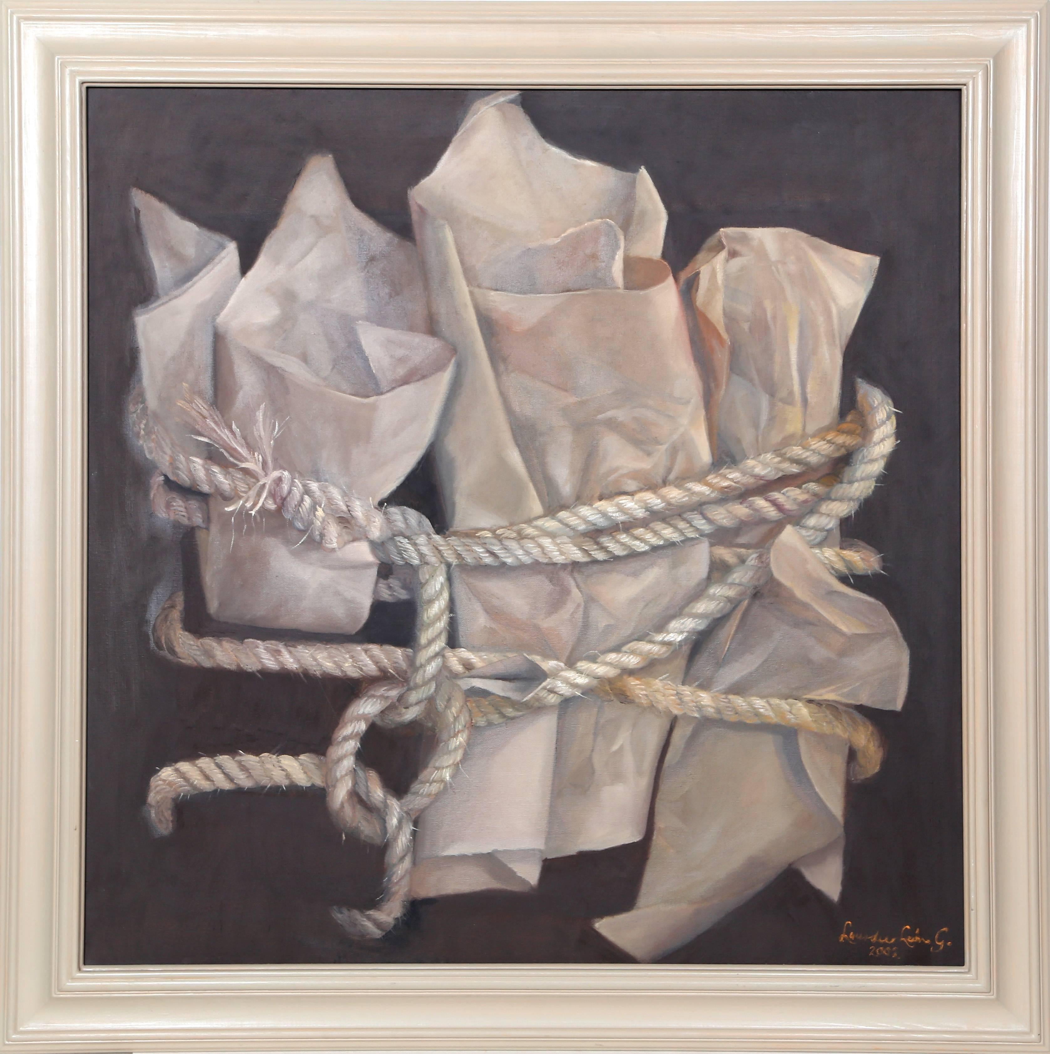 Lourdes Leon - "Paper and Rope", Framed Oil Painting, 2002 For Sale at ...