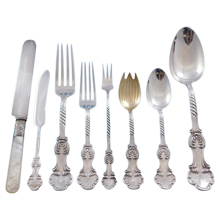 Louvre by Shiebler Sterling Silver Cutlery Set for 8 Service 61 pcs ...