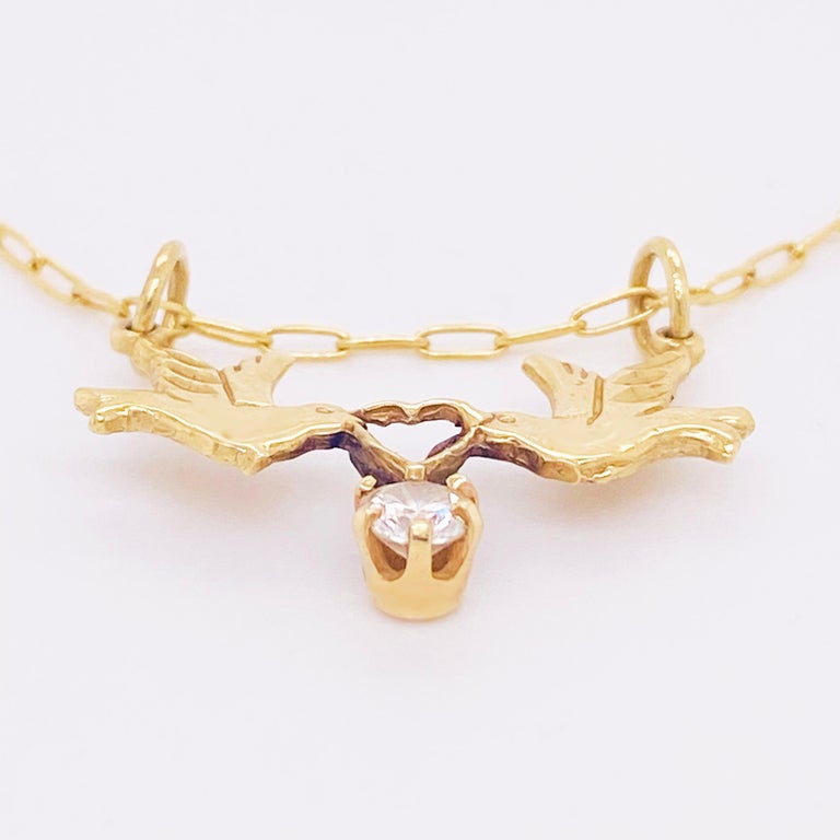 Love Bird Necklace, Diamond, 14 Karat Gold, Neckmess, Stackable ...