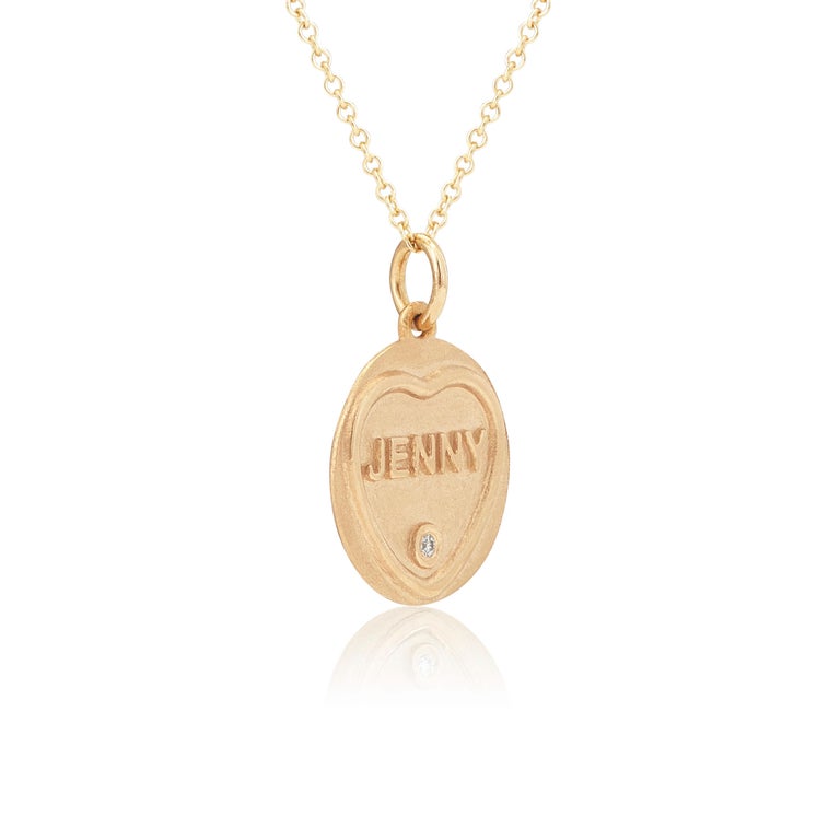 Love Hearts Name Necklace in 18 Carat Gold and Diamond For Sale at 1stDibs