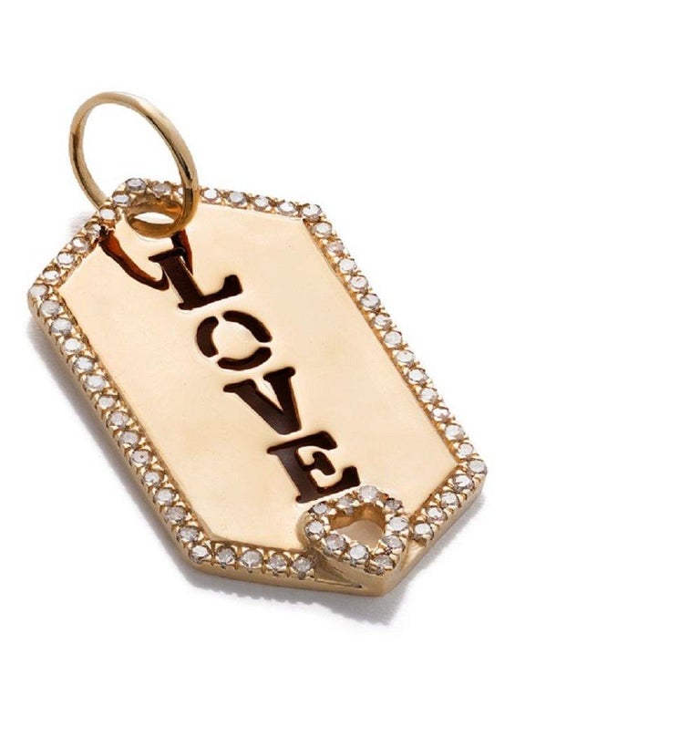Love 18K Gold and Diamond Hex Tag Pendant with Pear Beading Pave ...
