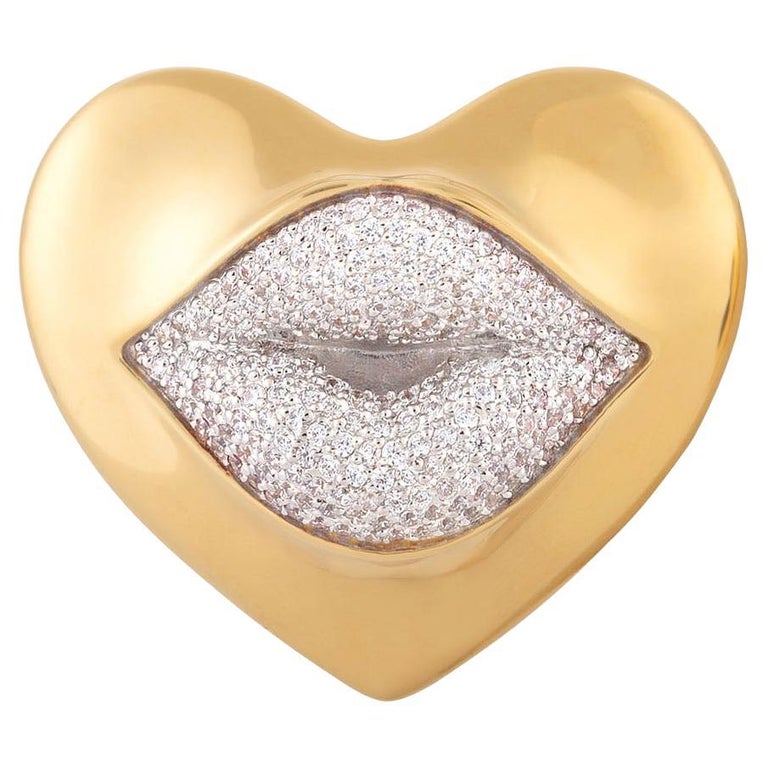 Naimah Love Lips Brooch, Crystal For Sale at 1stDibs