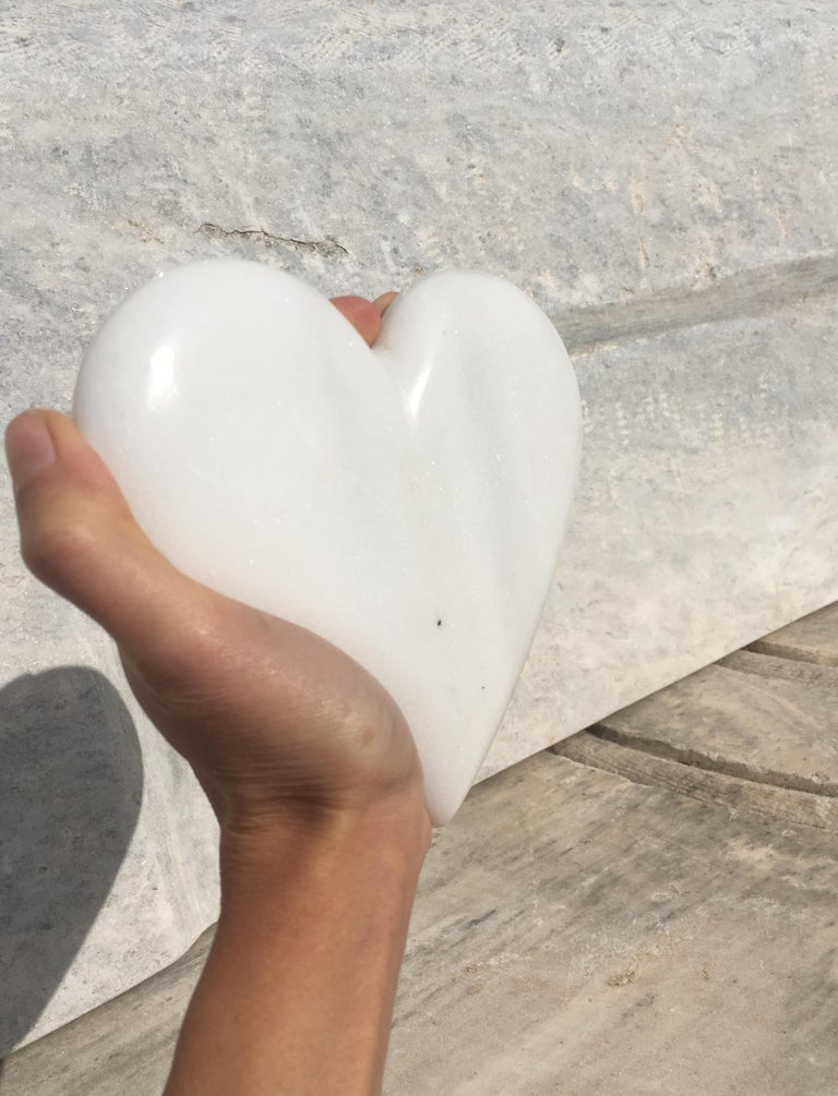"Love me Now" Marble Heart Gift by On Entropy in White Marble For Sale ...