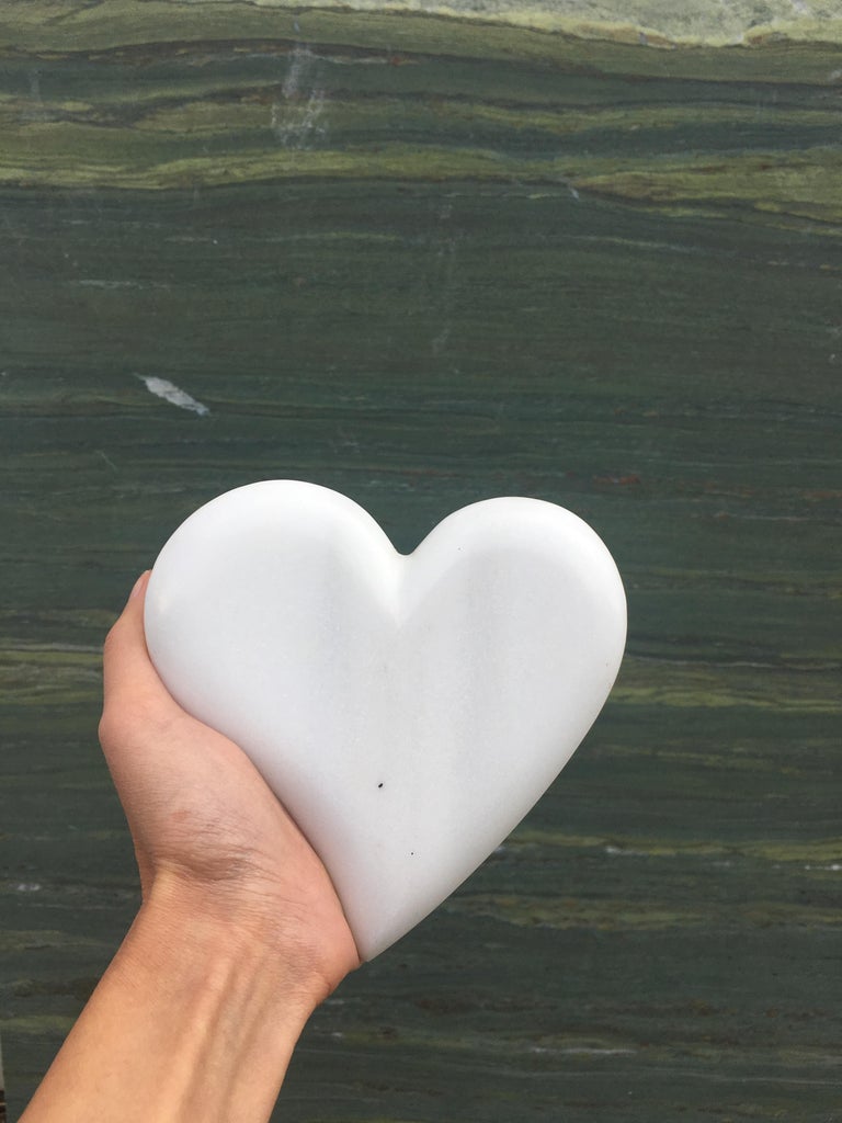 "Love me Now" Marble Heart Gift by On Entropy in White Marble For Sale ...