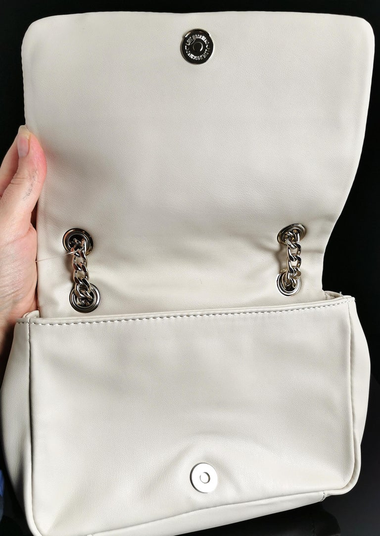 Love Moschino Quilted embroidered shoulder bag, chain handle For Sale ...