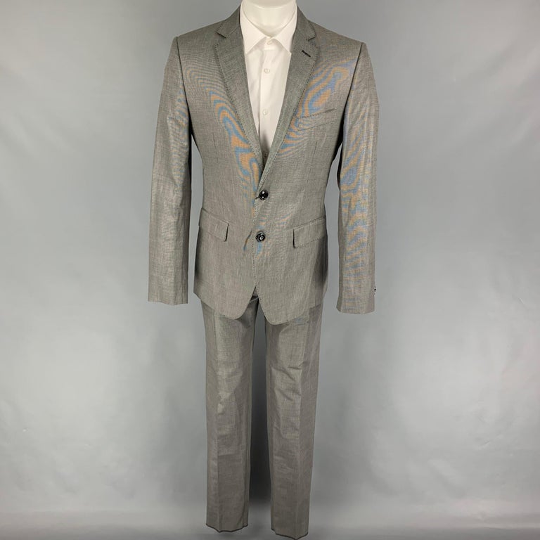 LOVE MOSCHINO Size 40 Black Grey Nailhead Cotton Blend Notch Lapel Suit ...
