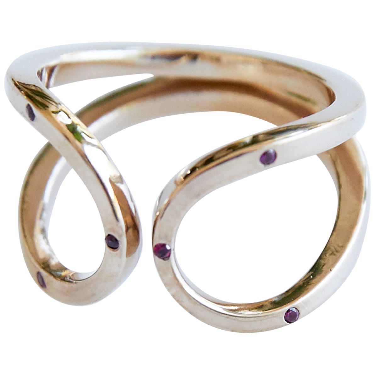 Henry Dunay Hammered Crescent Ruby Gold Cocktail Ring at 1stDibs