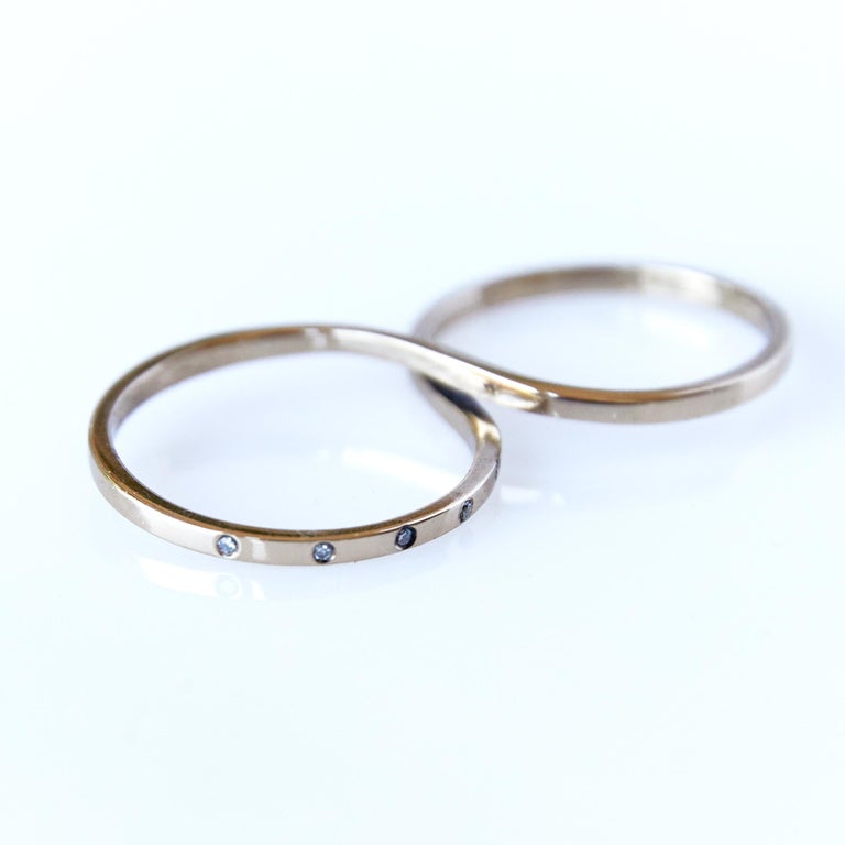 White Diamond Gold Two Finger Ring Fashion Cocktail Ring J Dauphin For ...