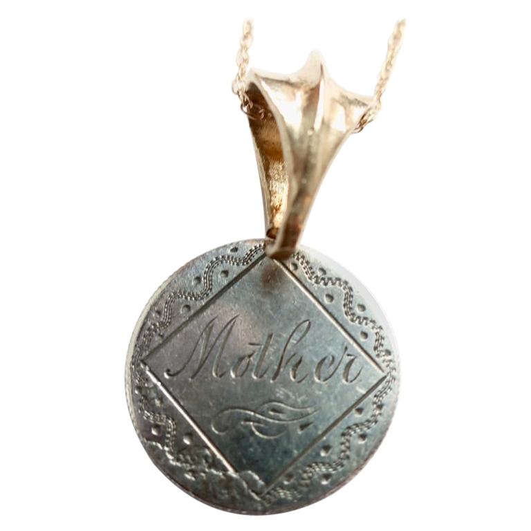 Love Token Engraved "Mother" Dime and 14 Karat Gold Bail For Sale at ...