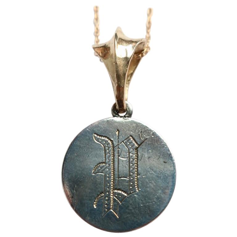 Love Token Engraved "P" Dime and 14 Karat Gold Bail For Sale at 1stDibs