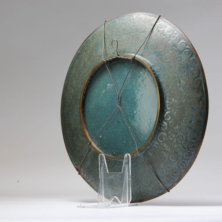 Lovely 19c Antique Meiji Period Japanese Charger Bird Bronze Cloisonne ...
